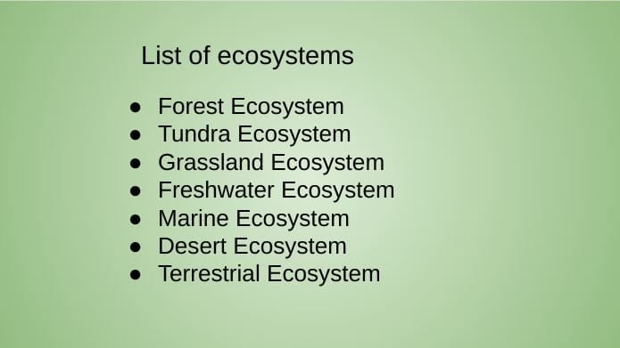List of ecosystems – Joanna @ Glen Taylor School